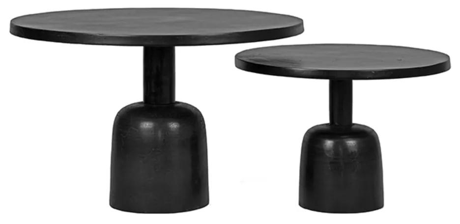 LABEL51 Set 2 černých kovových konferenčních stolků Zumv