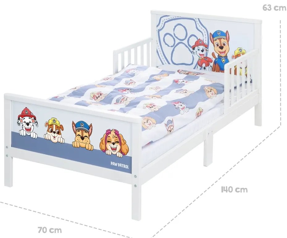 Bílá/modrá dětská postel s roštem 70x140 cm Paw Patrol - II. jakost – Roba