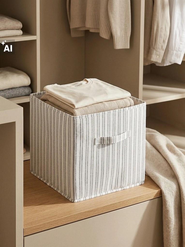 Sinsay - Skládací úložný box s pruhy - šedá