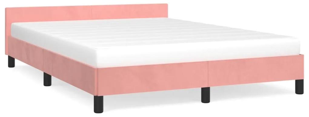 Rám postele s čelem růžový 140x190 cm samet,  347572