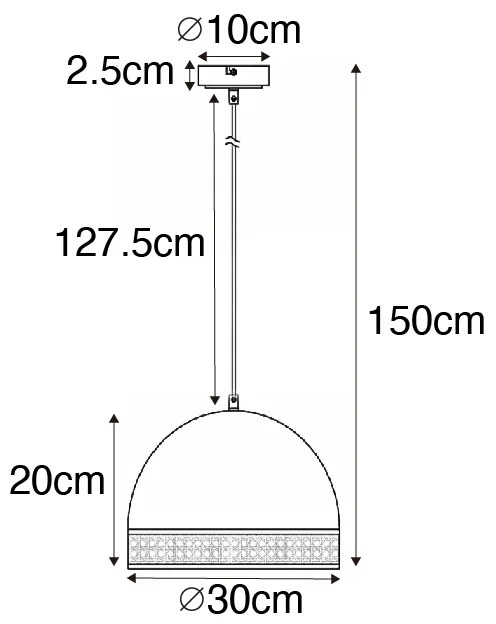 Orientální závěsné svítidlo černé s ratanem 30 cm - Magna Rotan