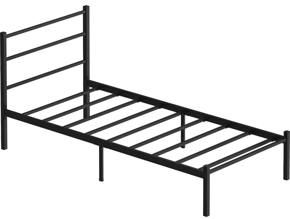 Kovová jednolůžková postel FERON 90x200 cm černá nosnost 120 kg