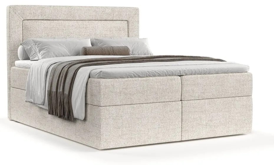 Krémová boxspring postel s úložným prostorem 140x200 cm Imagine – Maison de Rêve