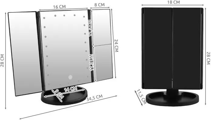 ISO Kosmetické zrcátko 22 LED, USB černá, 7870 5900