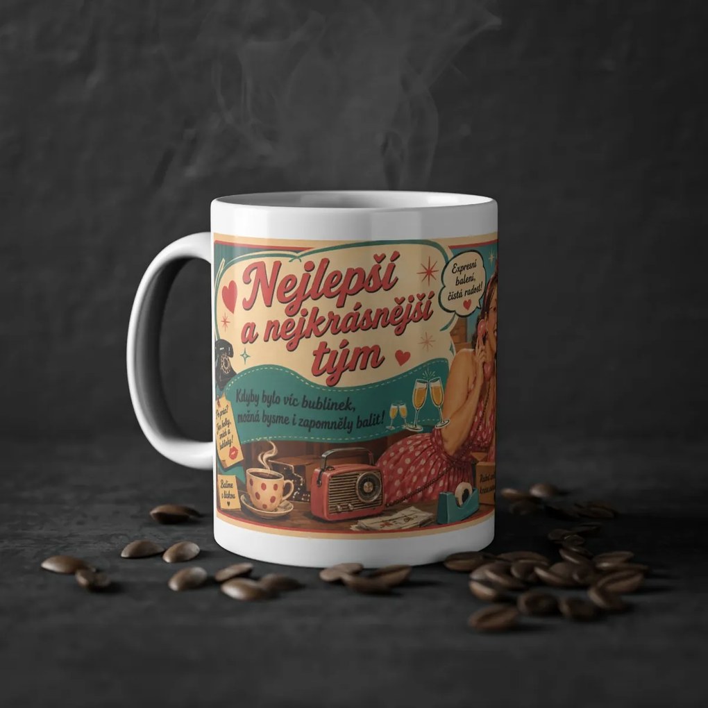 Srdcem darované Veselý hrneček pro kamarádky / vaší lásku / rodinu - na přání Pin Up styl