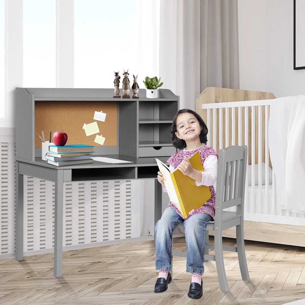 Costway Dětský psací stůl s nástěnkou dětský s židlí