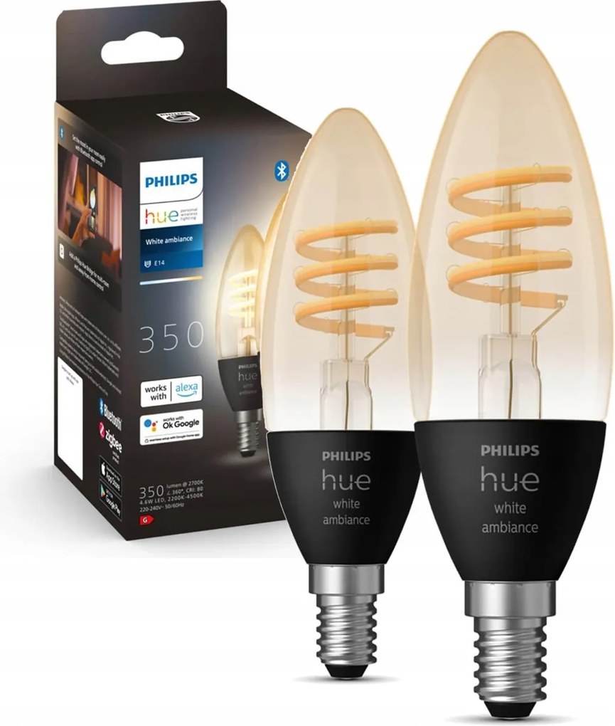 2PAK Led žárovka E14 B40 4,6W Cct Philips Hue Bluetooth Zigbee