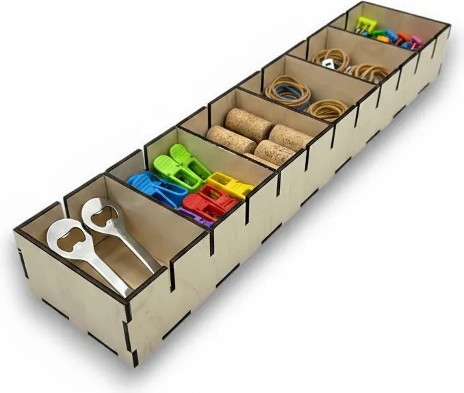 usporadejto.cz Organizér do šuplíku s přepážkami, vložka do zásuvky, dřevěný VASKY, 45,5 x 15 x 6 cm