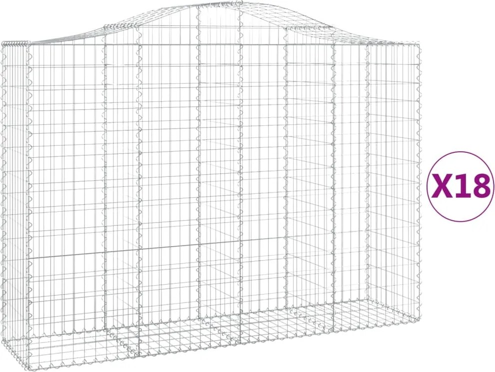 Klenuté gabionové koše 18ks 200x50x140/160cm pozinkované železo 3145696