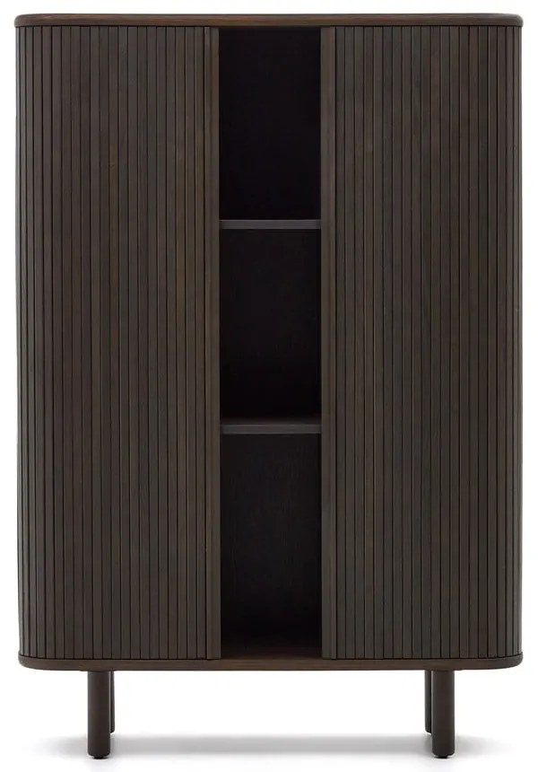 Tmavě hnědá skříňka v dekoru jasanu s posuvnými dveřmi 110x160x40 cm Mailen – Kave Home