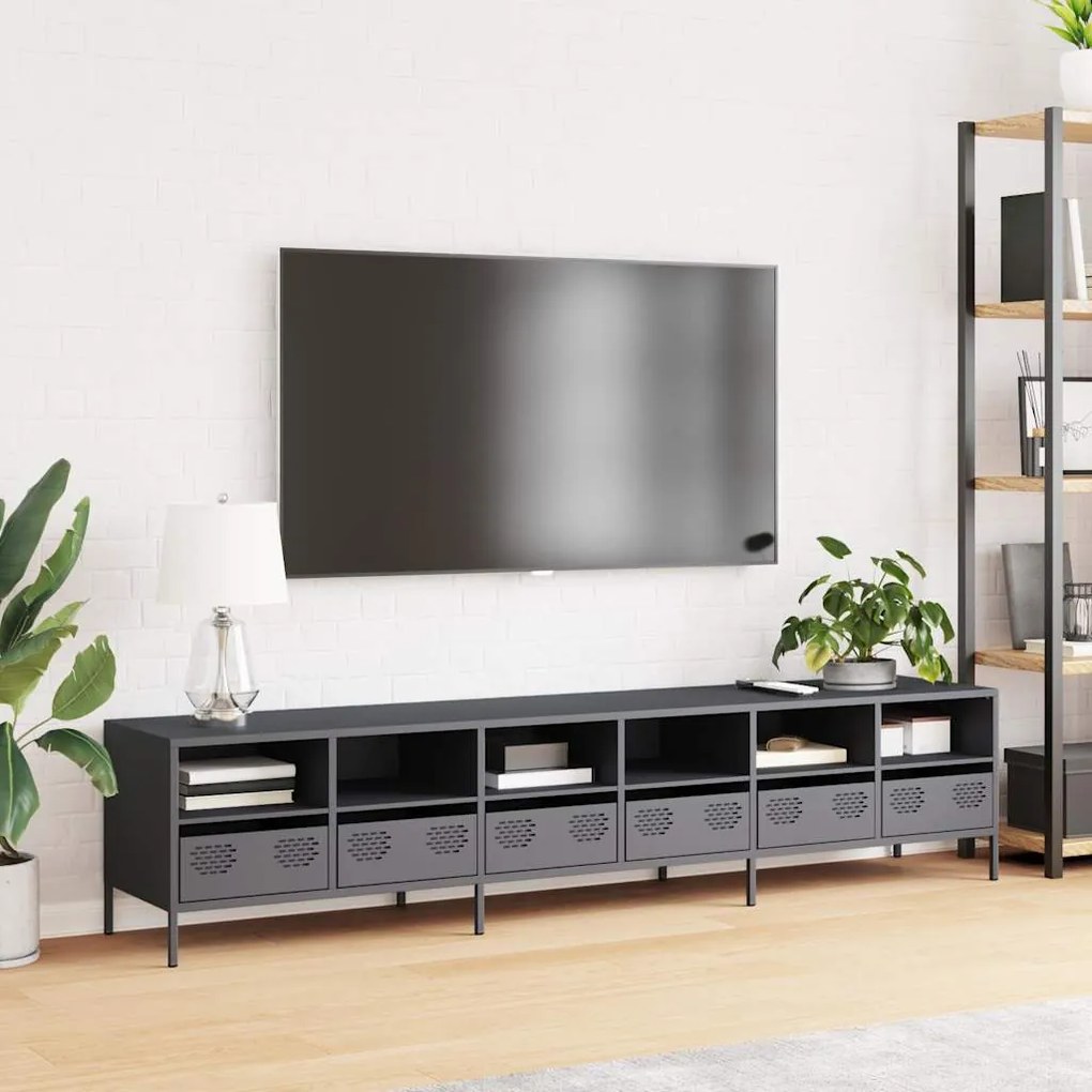 TV skříňka antracitová 202x39x43,5 cm ocel válcovaná za studena 3307157