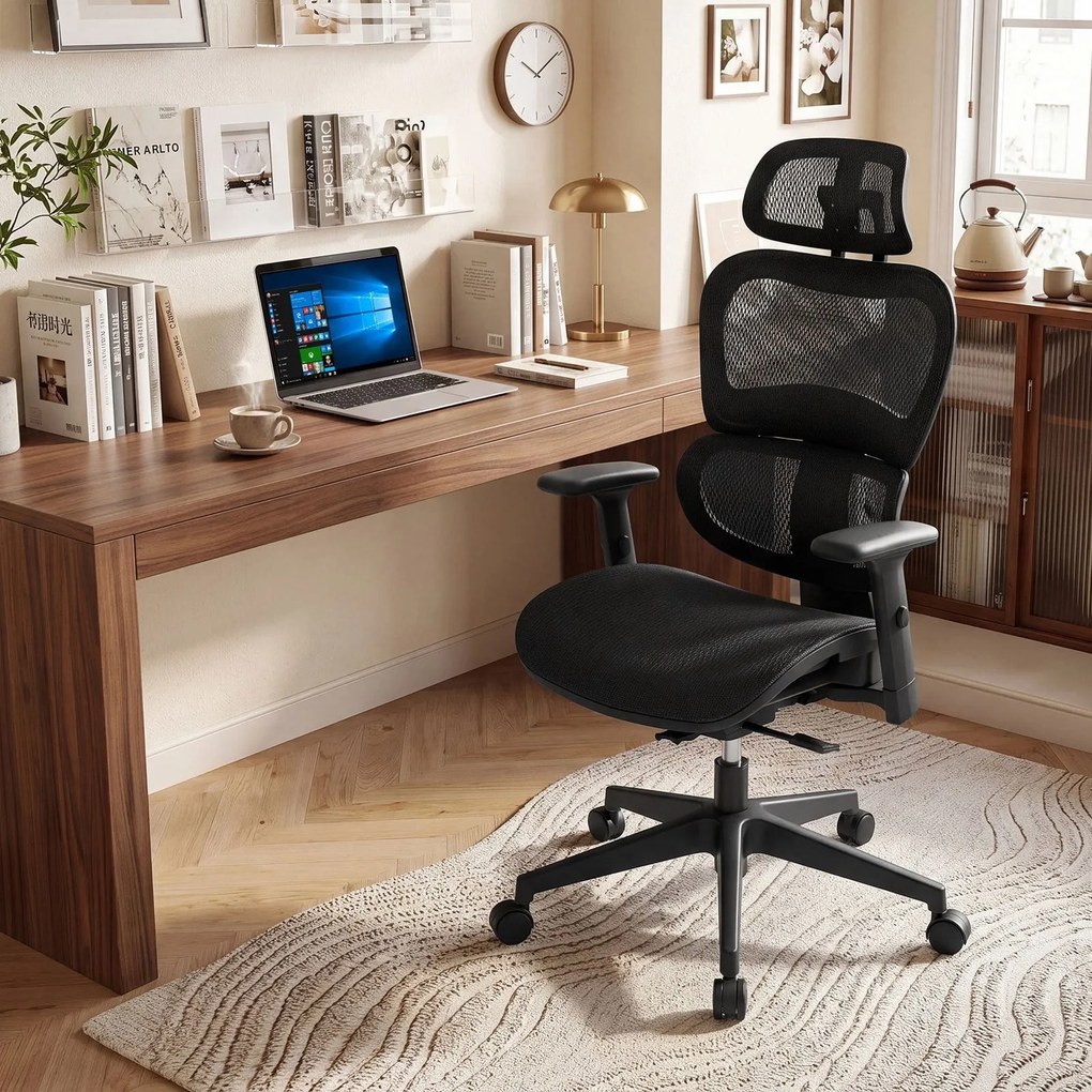 Costway Ergonomická kancelářská židle se síťovinou psacím stolem s nastavitelnou
