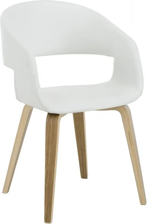 Židle Damaro, ekokůže, bílá/dub