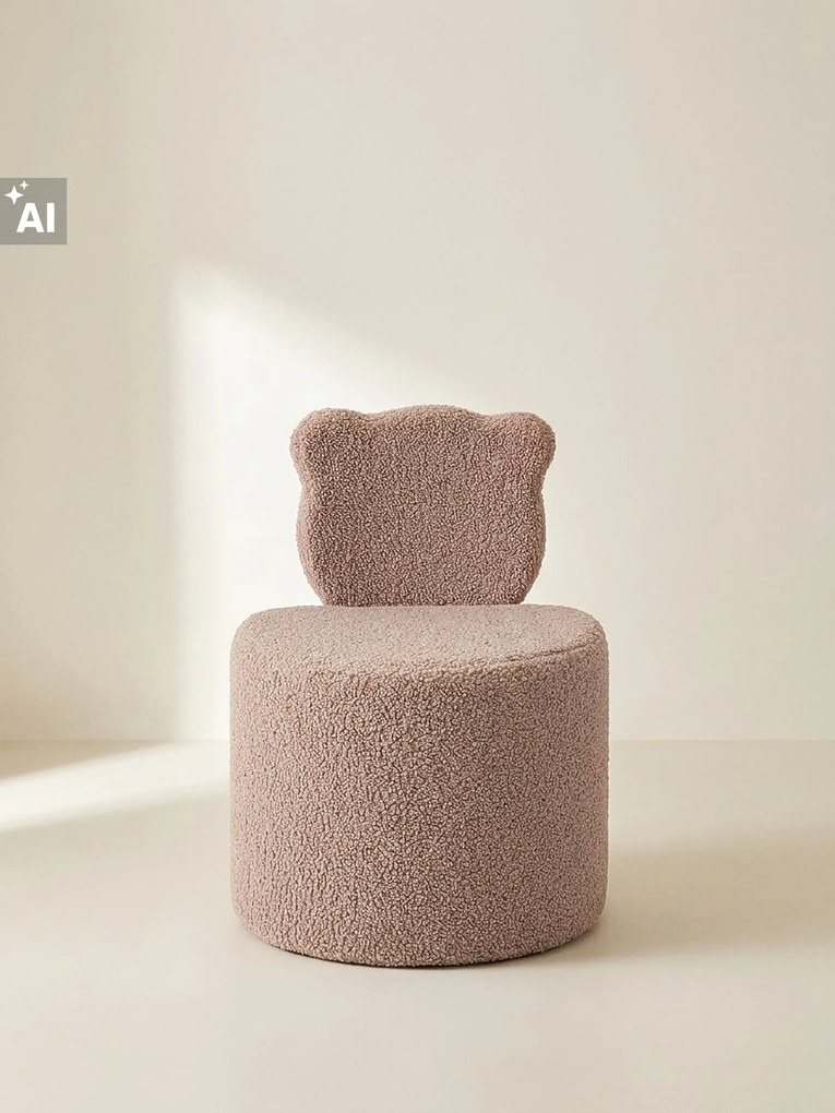 Sinsay - Teddy puf s opěradlem ve tvaru medvídka - béžová