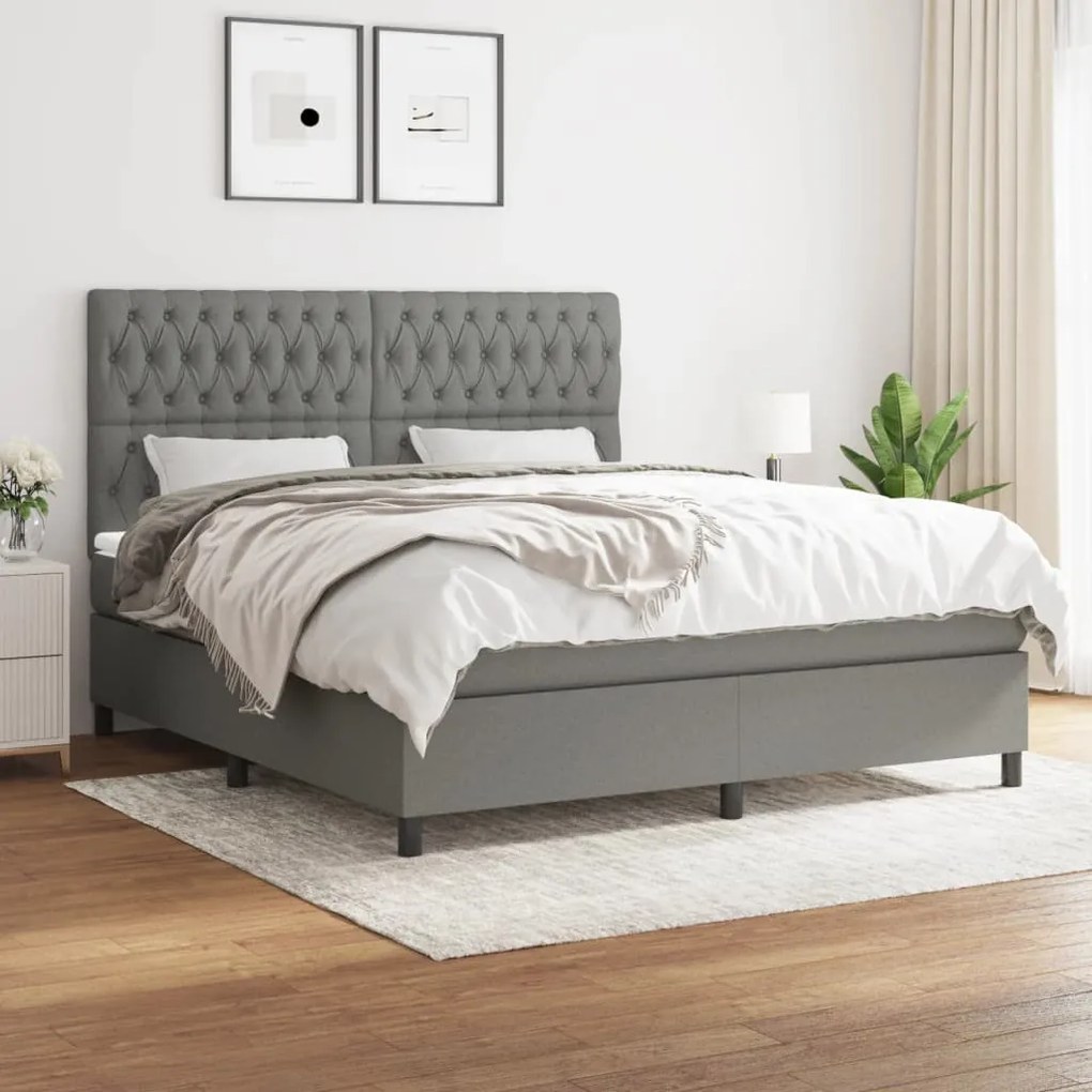 Box spring postel s matrací tmavě šedá 180x200 cm textil 3142034