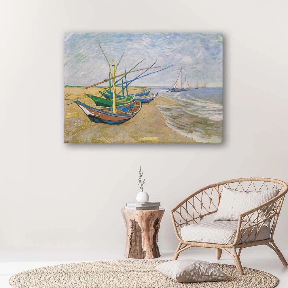 Gario Obraz na plátně Rybářské lodě na pláži v Saintes Maries de la Mer - Vincent van Gogh, reprodukce Rozměry: 60 x 40 cm
