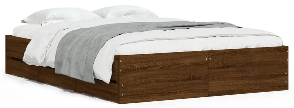 Rám postele se zásuvkami hnědý dub 120x190 cm kompozitní dřevo - Default Title