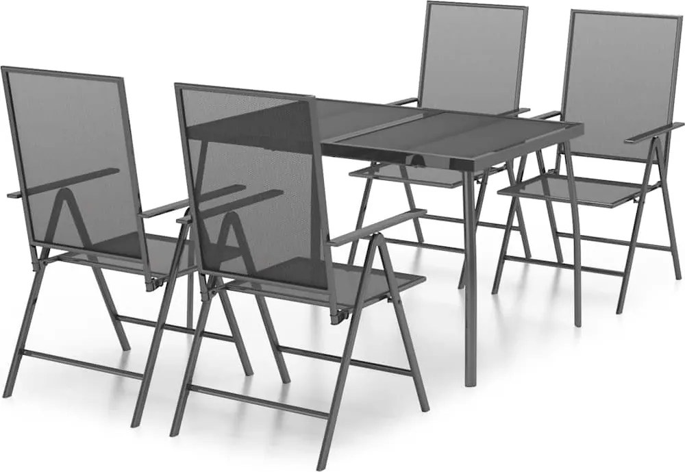 5dílný zahradní jídelní set antracitový ocel 3187979