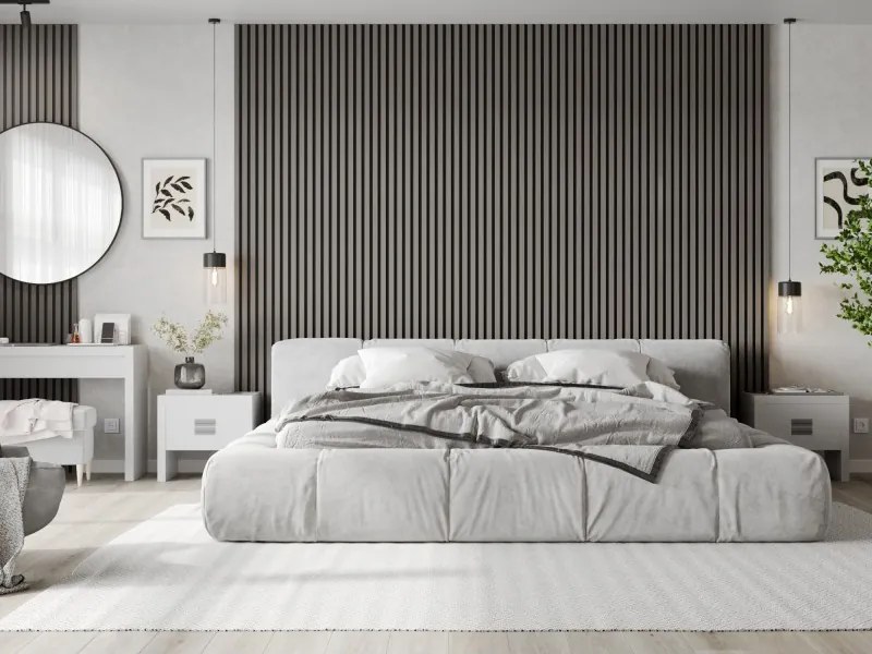 Mexen Lam-F, akustické stěnové lamely 275 × 30 cm, plstěný podklad 8 mm, technická dýha, dub ocelový, S105-275307-3015-006
