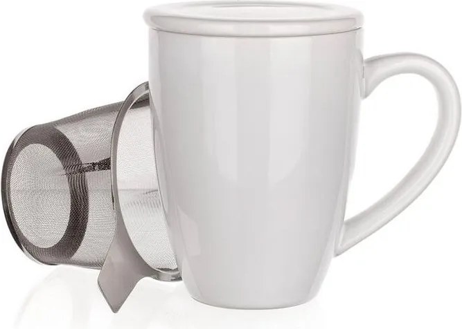 Banquet Keramický hrnek s víčkem a nerezovým sítkem BONNET 350 ml