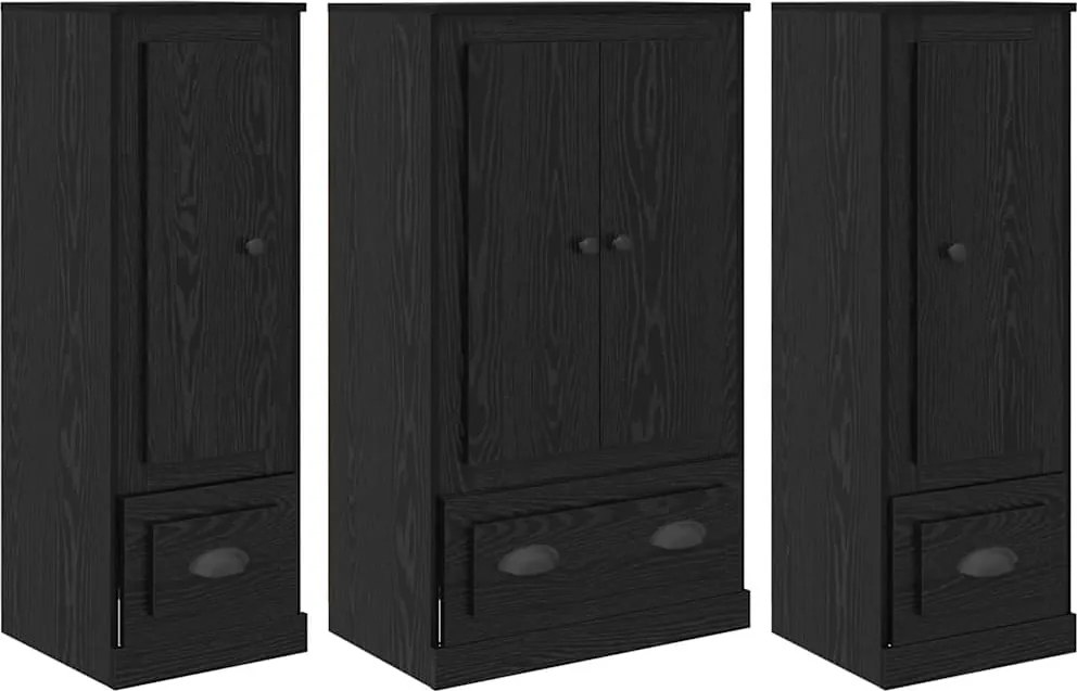 Vysoký bufet 3 ks Černý dub 132 x 35,5 x 103,5 cm 3402673
