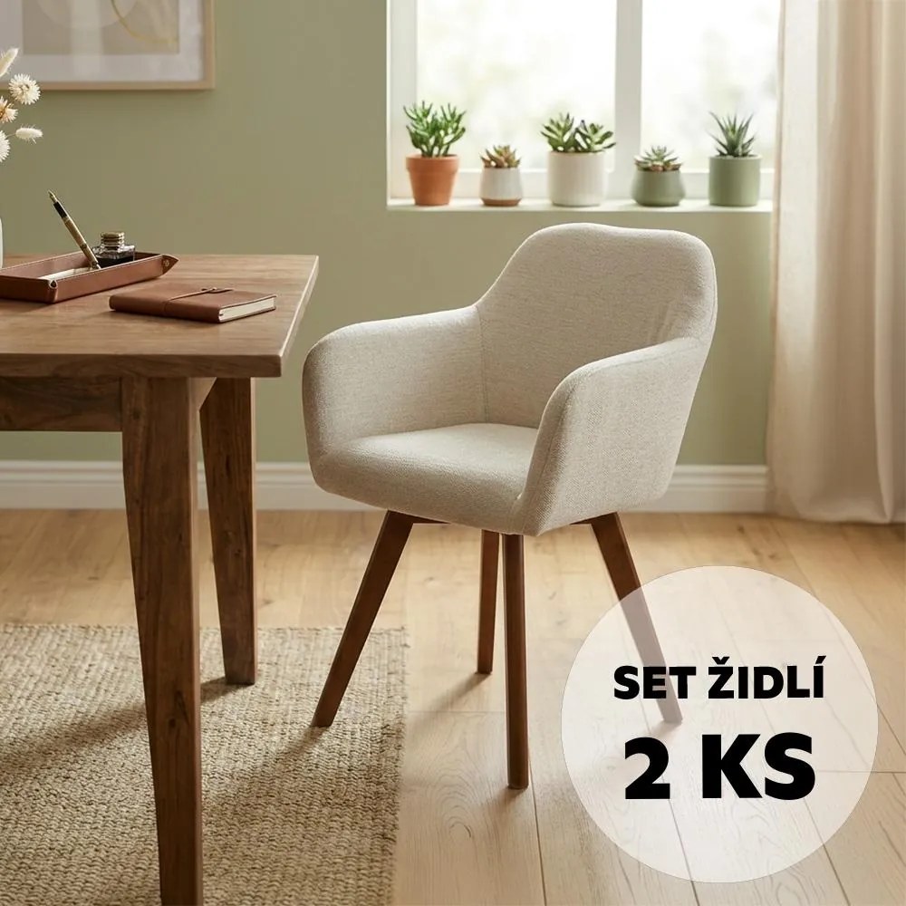 Set - 2 ks Jídelní židle AVENBERG NORD béžová