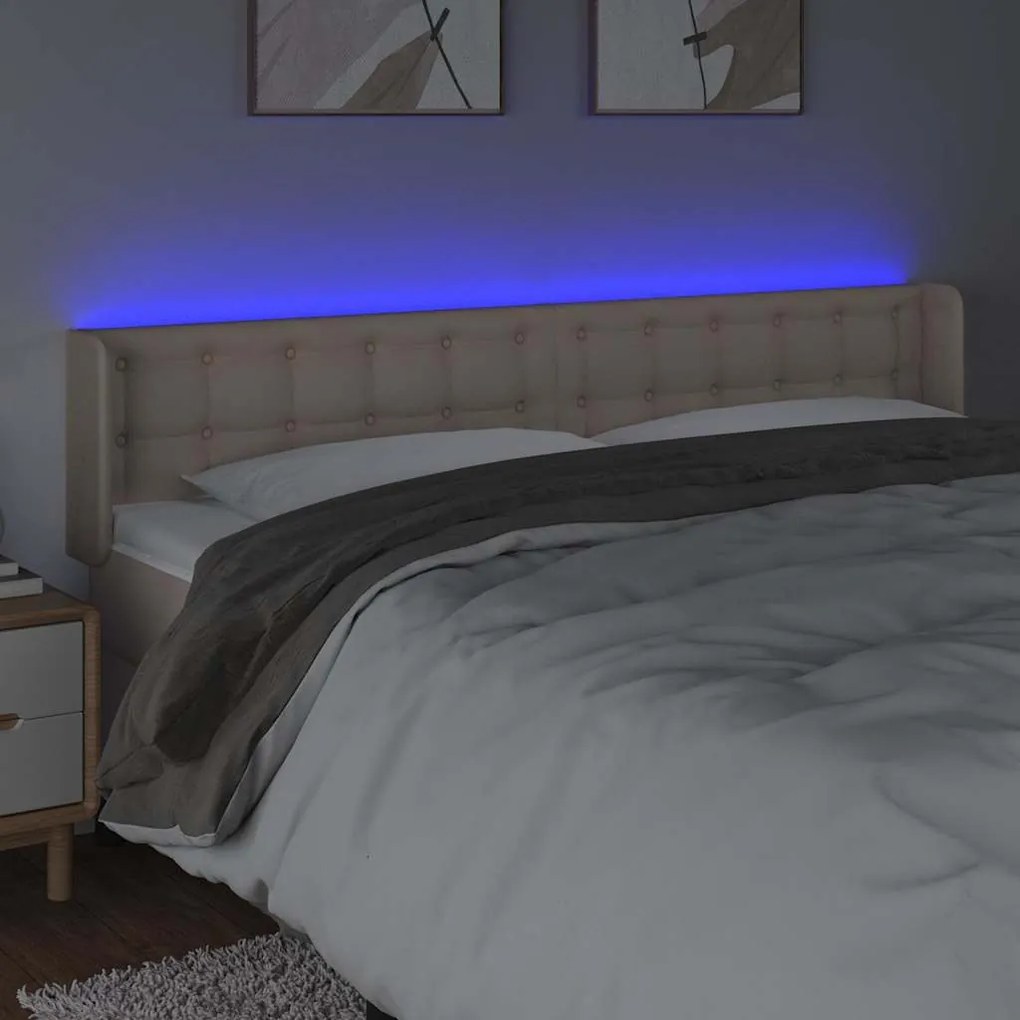 Čelo postele s LED cappuccino 163 x 16 x 78/88 cm umělá kůže 3123337