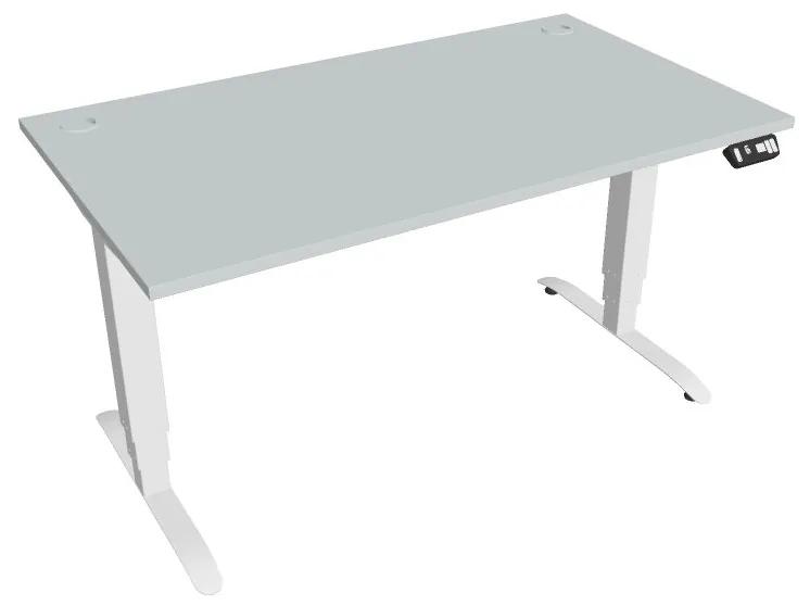 Elektr. nastavitelný stůl 140x80 s pamětí - HOBIS MOTION MS 3M 1400 Dekor stolové desky: šedá, Barva kovové podnože: bílá