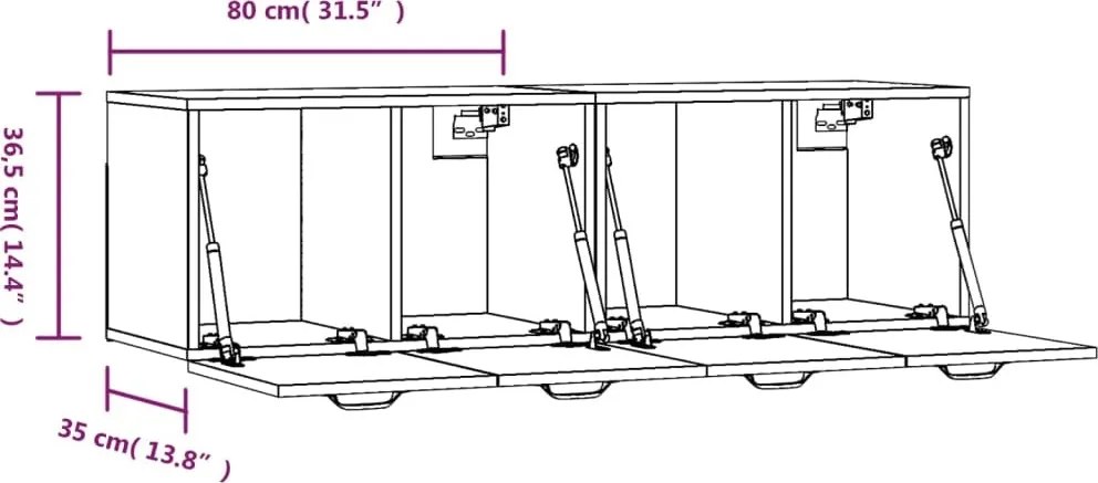 vidaXL Nástěnné skříňky 2 ks 80x35x36,5 cm kompozitní dřevo [3115657] Barva: hnědý dub