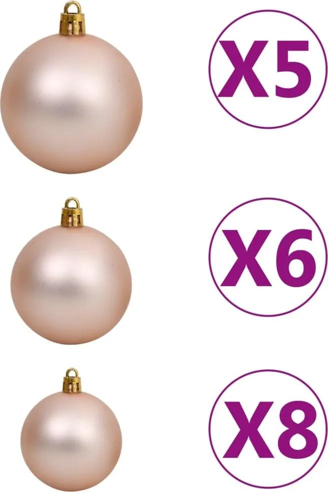 vidaXL Umělý vánoční stromek s LED a sadou koulí 150 cm zelený [3077640] Barva: Bílá