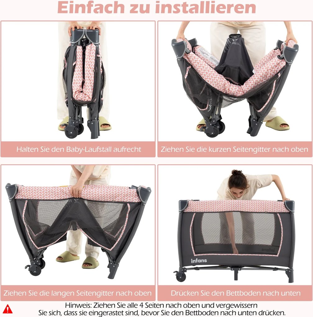 Costway 5 v 1 Dětská cestovní postýlka s přebalovacím pultem