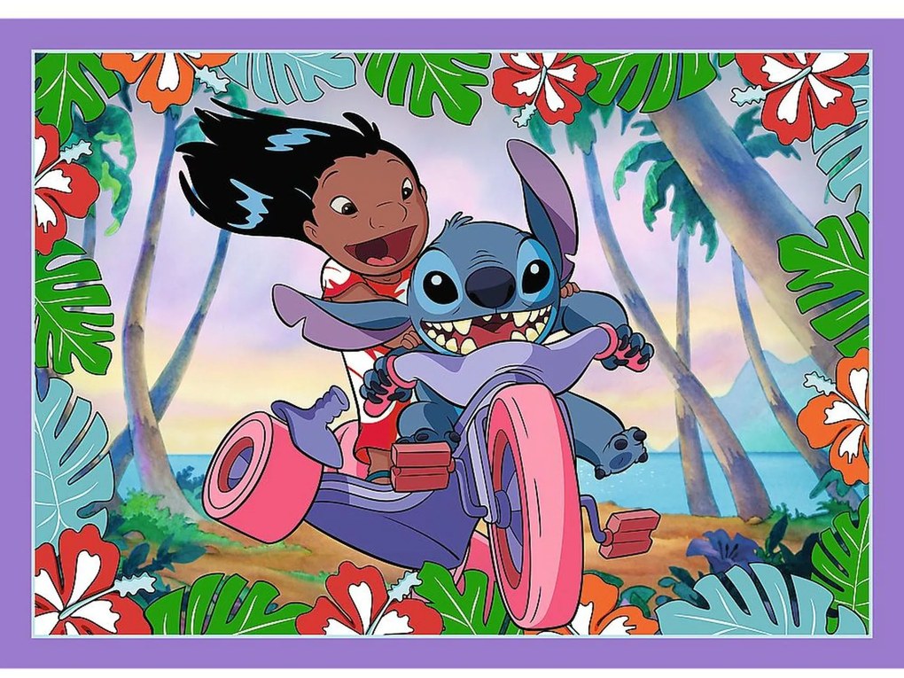 Trefl Puzzle 4v1 Bláznivý den Lilo&Stitch v krabici 28x28x6cm
