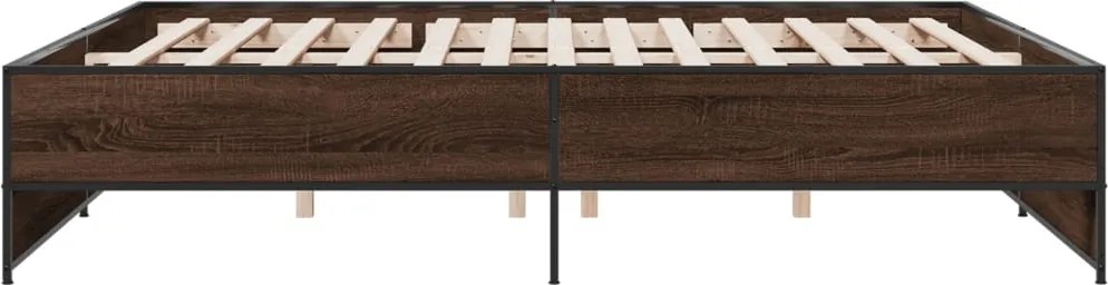 Rám postele hnědý dub 200 x 200 cm kompozitní dřevo a kov 3279871