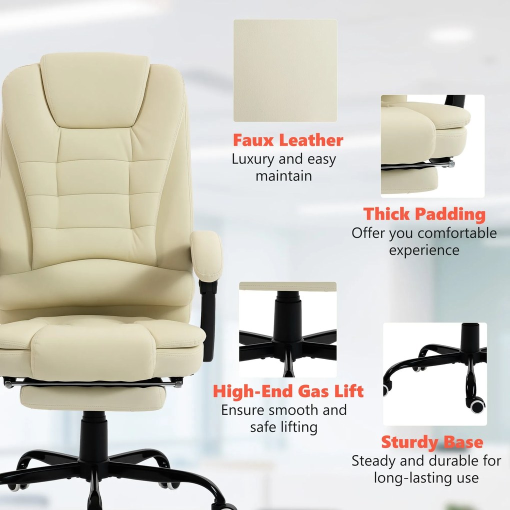VINSETTO masážní kancelářské křeslo — ergonomické, výškově nastavitelné, polohovatelné opěradlo s kabelovým ovladačem, vysouvatelná opěrka nohou, 360…
