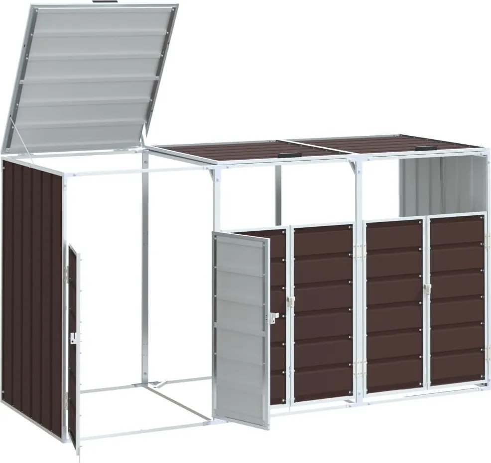 vidaXL Box na 3 popelnice 216 x 81 x 115 cm ocel [4006182] Barva: Zelená