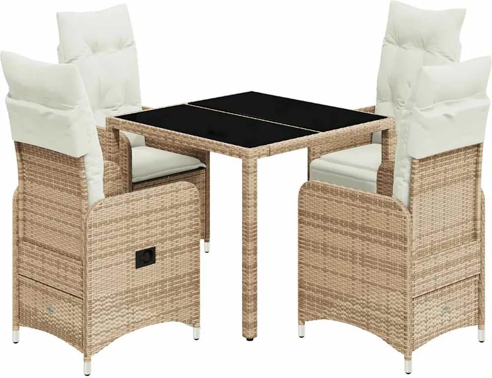 5dílný zahradní bistro set s poduškami béžový polyratan 3277097