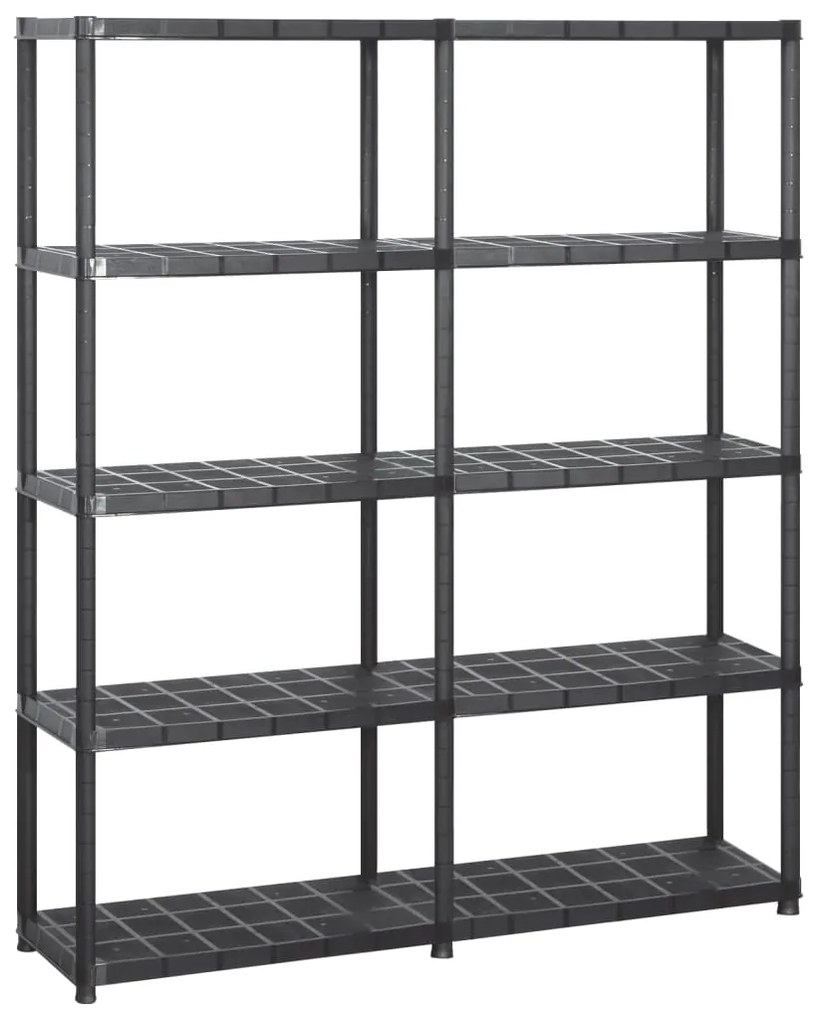 Úložný regál 5patrový černý 142 x 38 x 170 cm plast 3059852