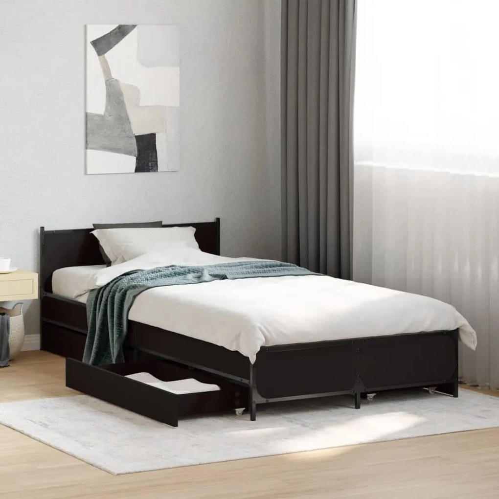 Rám postele se zásuvkami černý 75 x 190 cm kompozitní dřevo 3279972