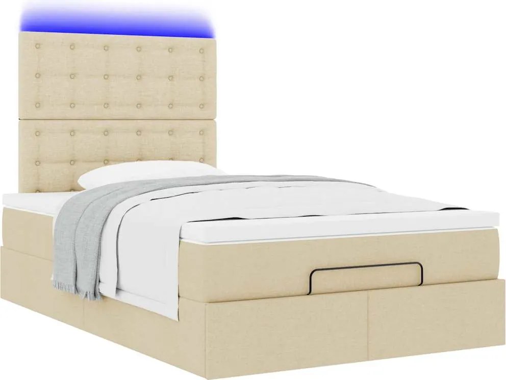 Osmanský rám postele s matrací krémová 120x190cm textil 3314160