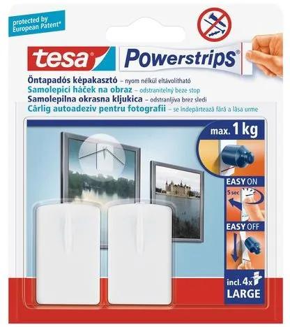 TESA Powerstrips háček na obrazy, obdélníkové, bílý plast, nosnost 1kg 58031-00129-01