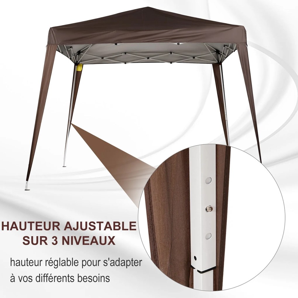 Outsunny 3x3m Zahradní Altán Skládací Stan Pop-up Ocelový Voděodolný Polyester Anti-UV s Hnědým Nosičem | Aosom