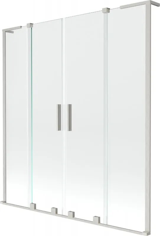 Mexen Velar L Duo, 2-křídlová posuvná vanová zástěna 160 x 150 cm, 8mm čiré sklo, broušená ocel, 896-160-003-02-97