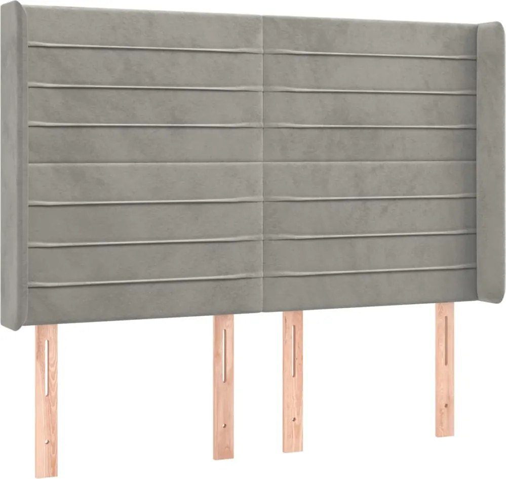 Box spring postel s matrací a LED světle šedá 140x200 cm samet 3139625