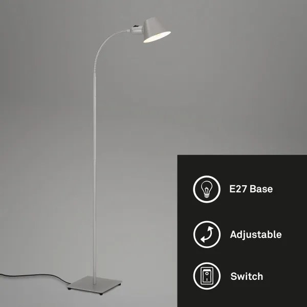 Brilo - Flexibilní stojací lampa 1xE27/10W/230V stříbrná