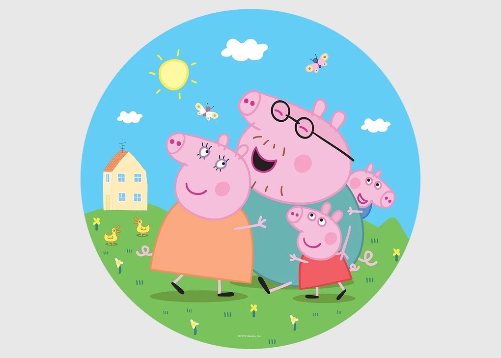 Samolepící vliesová fototapeta na zed' Prasátko Peppa s Rodinou | 70 x 70 cm | CRD 5809