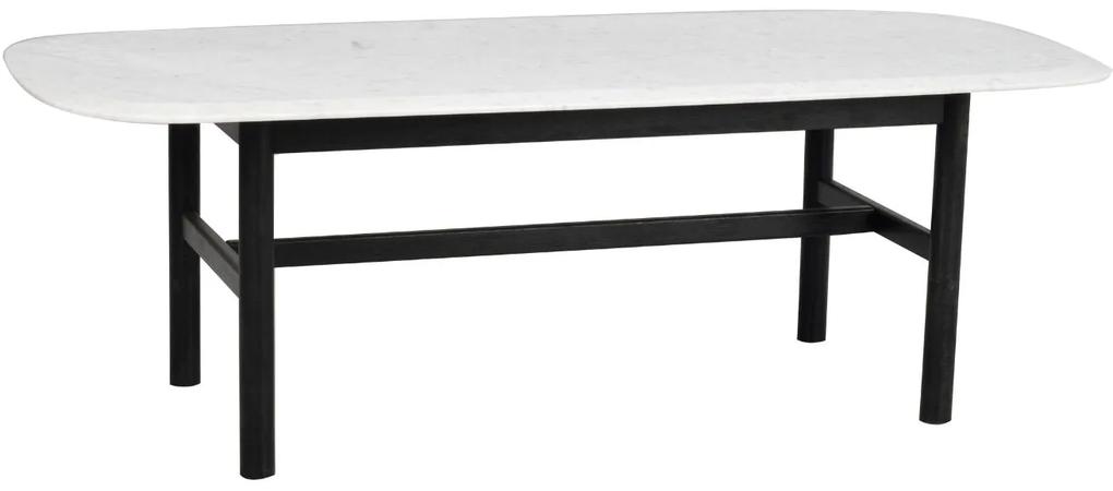 OnaDnes -20% Bílý mramorový konferenční stolek ROWICO HAMMOND 135 x 62 cm s černou podnoží