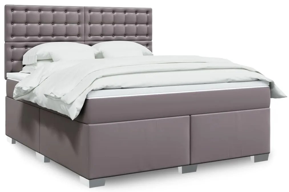 Box spring postel s matrací šedá 180x200 cm umělá kůže