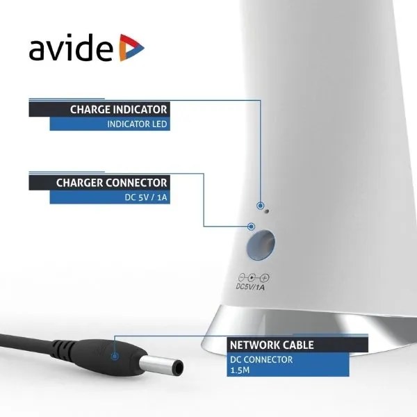 Kožená stmívatelná LED stolní lampa s displejem 6W 320lm, studené světlo, bílá