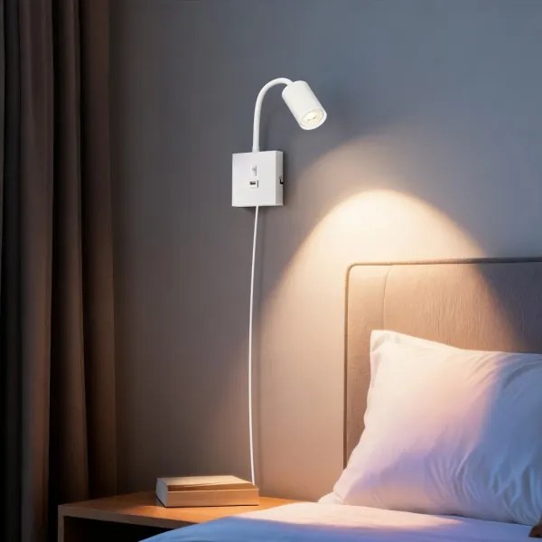Immax 08296L - Nástěnná lampa s USB PUNTO 1xGU10/9W/230V bílá