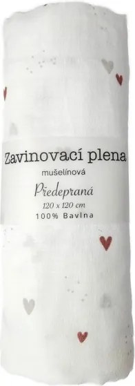 PREM INTERNATIONAL Zavinovací plena 120x120 cm Karamelová srdíčka (balení 1 ks)